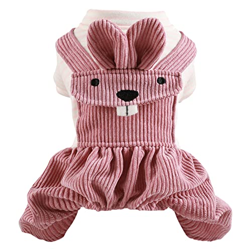 Wakeu Pet Products Wakeu Dog Overall Pet Clothes for Small Pink White Stripes Bib Pants Outfits Soft Breathable Jumpsuit Puppy Girl Boy Cat Apparel Walking Outdoor Spring Autumn Winter (M-Pink)