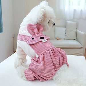 Wakeu Pet Products Wakeu Dog Overall Pet Clothes for Small Pink White Stripes Bib Pants Outfits Soft Breathable Jumpsuit Puppy Girl Boy Cat Apparel Walking Outdoor Spring Autumn Winter (M-Pink)