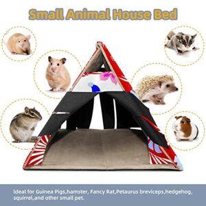 enheng Small Pet Hideout Merry Christmas Hat Flamingo Palm Hamster House Guinea Pig Playhouse for Dwarf Rabbits Hedgehogs Chinchillas