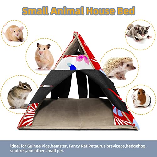 enheng Small Pet Hideout Merry Christmas Hat Flamingo Palm Hamster House Guinea Pig Playhouse for Dwarf Rabbits Hedgehogs Chinchillas