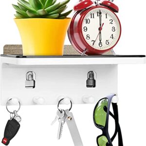 Arrozon Key Holder for Wall Decorative Modern Small Key Hooks with Shelf Farmhouse Key Rack Organizer Wall Decor for Home Entryway Hallway Office