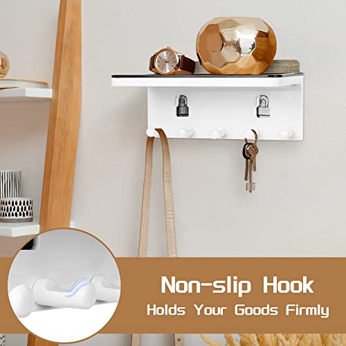 Arrozon Key Holder for Wall Decorative Modern Small Key Hooks with Shelf Farmhouse Key Rack Organizer Wall Decor for Home Entryway Hallway Office