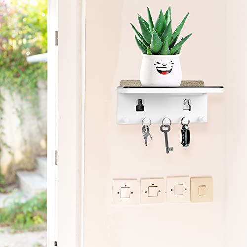 Arrozon Key Holder for Wall Decorative Modern Small Key Hooks with Shelf Farmhouse Key Rack Organizer Wall Decor for Home Entryway Hallway Office