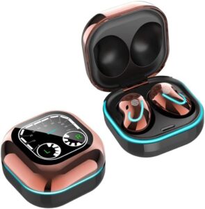 edealz in-ear wireless bluetooth 5.1 headphones, earbuds ipx4 waterproof with microphone rechargeable micro usb smart led rgb case for smartphones android ios (rose gold)