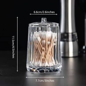 RAYYXP 10 Oz Qtips Holder Clear Plastic with Lid Cotton Swab Container Bathroom Apothecary Storage Jars, Vanity Countertop Canister for Qtips,Cotton Balls,Swabs,Round Pads,Makeup Sponges