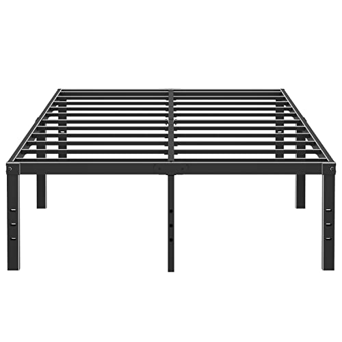 Rooflare California King Bed Frames 18 Inch Tall 9 Legs Max 3500lbs Heavy Duty Sturdy Metal Steel Cali King Size Platform No Box Spring Needed Black Easy to Assemble-Black