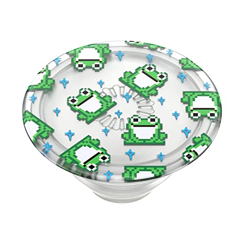 PopSockets Plant-Based Phone Grip with Expanding Kickstand, Eco-Friendly PopSockets for Phone - Translucent 8 Bit Frogs