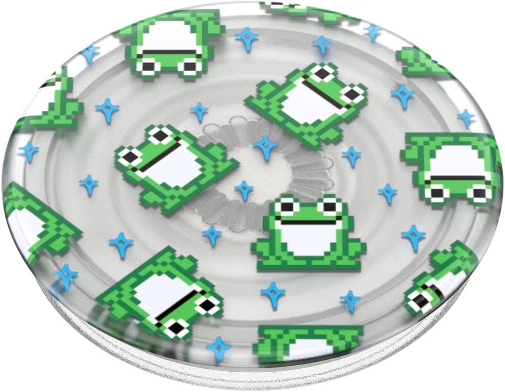 PopSockets Plant-Based Phone Grip with Expanding Kickstand, Eco-Friendly PopSockets for Phone - Translucent 8 Bit Frogs