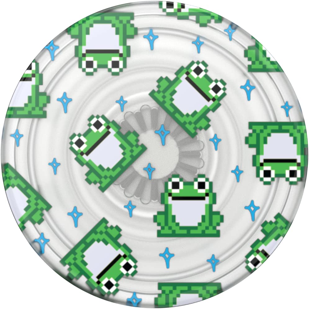 PopSockets Plant-Based Phone Grip with Expanding Kickstand, Eco-Friendly PopSockets for Phone - Translucent 8 Bit Frogs