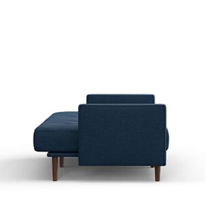 Glenwillow Home 81.5" Mies Square Arm Sleeper Sofa with Vertical Seams in MCM Vintage Design in Blue