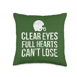 clear eyes full heart can't lose football football team throw pillow, 16x16, multicolor