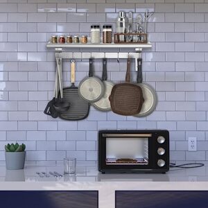 AmGood 12" x 48" Stainless Steel Wall Mounted Pot Rack with Shelf | NSF Certified