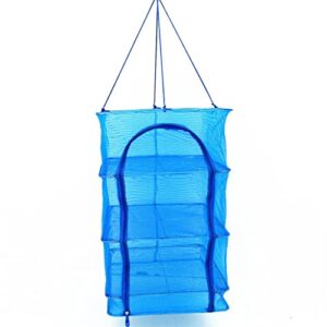 n/a 3-layer folding drying fishing net net fish vegetable drying rack vegetable drying net crab pe rack hanging net (color : blue, size : 40x40x65cm)