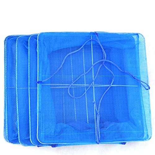 N/A 3-Layer Folding Drying Fishing Net Net Fish Vegetable Drying Rack Vegetable Drying Net Crab PE Rack Hanging Net (Color : Blue, Size : 40x40x65cm)