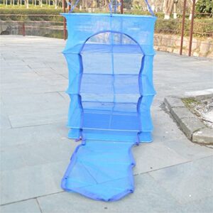 N/A 3-Layer Folding Drying Fishing Net Net Fish Vegetable Drying Rack Vegetable Drying Net Crab PE Rack Hanging Net (Color : Blue, Size : 40x40x65cm)