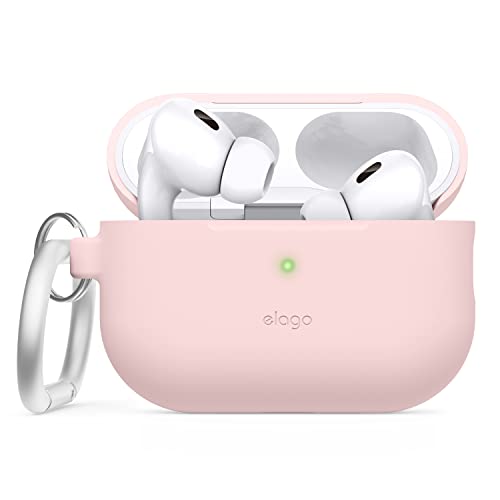 elago Compatible with AirPods Pro 2 Case (2022), Silicone Case with Keychain Compatible with Apple AirPods Pro 2nd Generation Case, Front LED Visible, Supports Wireless Charging [Lovely Pink]