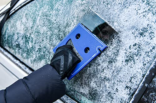 FrostGuard Scrape Buddy Car Ice Scraper Scrape with a Smile - Quickly Remove Frost, Ice and Snow from Your Vehicle Windows and Wiper Blades - Acrylic with Comfort Neoprene Sleeve - Blue Frost