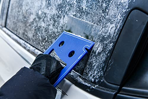 FrostGuard Scrape Buddy Car Ice Scraper Scrape with a Smile - Quickly Remove Frost, Ice and Snow from Your Vehicle Windows and Wiper Blades - Acrylic with Comfort Neoprene Sleeve - Blue Frost