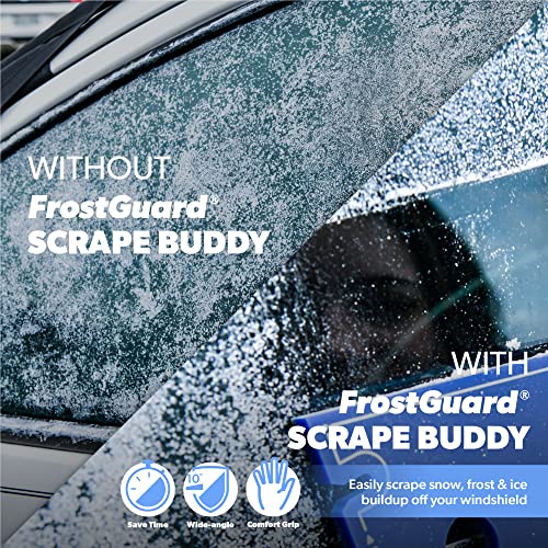 FrostGuard Scrape Buddy Car Ice Scraper Scrape with a Smile - Quickly Remove Frost, Ice and Snow from Your Vehicle Windows and Wiper Blades - Acrylic with Comfort Neoprene Sleeve - Blue Frost