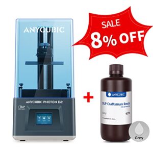 anycubic resin 3d printer bundle, photon d2 and dlp caftsman resin (grey, 1000g)