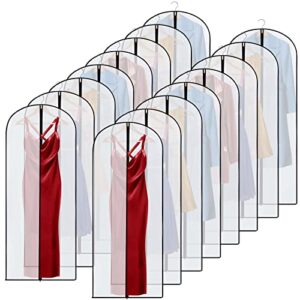 20 pcs garment bags for hanging clothes bulk clear zippered hanging garment covers bags suit protector cover dress bags storage bags for clothes long dress suit coat costumes uniforms (24 x 60 inch)