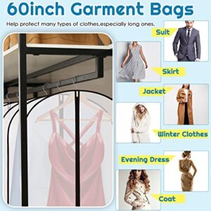 20 Pcs Garment Bags for Hanging Clothes Bulk Clear Zippered Hanging Garment Covers Bags Suit Protector Cover Dress Bags Storage Bags for Clothes Long Dress Suit Coat Costumes Uniforms (24 x 60 Inch)