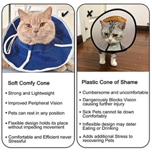 NonwovenEco Soft Recovery Cat Cone Collar, Dog Neck Donut Collar After Surgery, Protect The Wound Stop Licking. Easy Eating & Drinking. for Pets up to 10'' Neck Circumference (M)