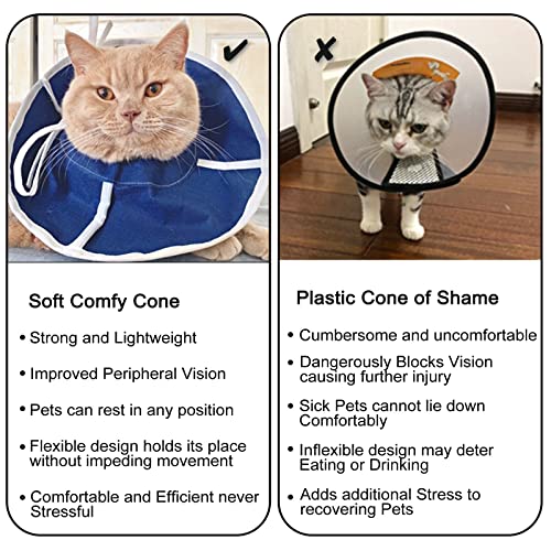 NonwovenEco Soft Recovery Cat Cone Collar, Dog Neck Donut Collar After Surgery, Protect The Wound Stop Licking. Easy Eating & Drinking. for Pets up to 10'' Neck Circumference (M)