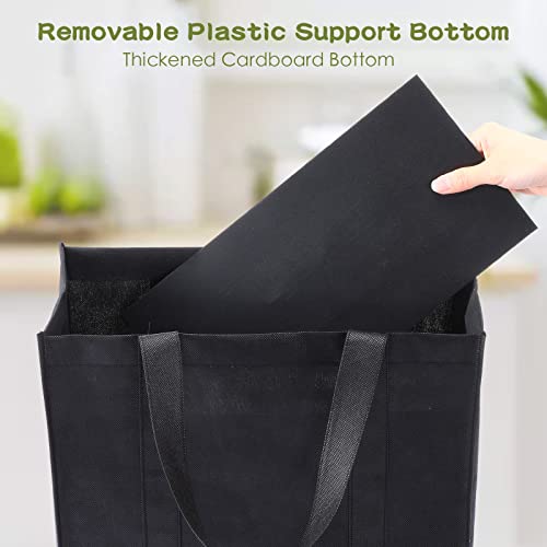 Kenning 20 Pack Reusable Grocery Bags Large Heavy Duty Shopping Bags Foldable Grocery Tote Bag with Reinforced Bottom and Sturdy Handles for Shopping Merchandise Events Parties, Black