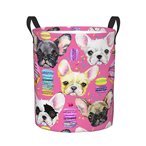 KiuLoam Cute French Bulldog 19.6 Inches Large Storage Basket Collapsible Organizer Bin Laundry Hamper for Nursery Clothes Toys