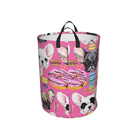 KiuLoam Cute French Bulldog 19.6 Inches Large Storage Basket Collapsible Organizer Bin Laundry Hamper for Nursery Clothes Toys