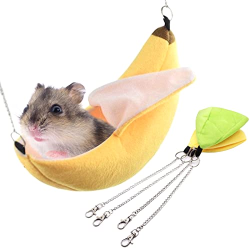 CONSIO 2 Pieces Rat Hammock Banana Hamster Bed House Hammock - Warm Swing - Hanging Soft Bed Mat - for Hamster Parrot Squirrel Guinea Pig Chinchillas Playing and Sleeping