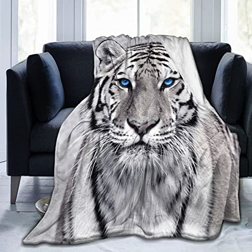 White Tiger Blanket 60 x 50 Inch Flannel Blanket Lightweight Warm Soft Cozy Fuzzy Throw Blanket All Season Microfiber Plush Blanket for Bed Sofa Living Room