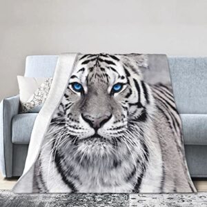 white tiger blanket 60 x 50 inch flannel blanket lightweight warm soft cozy fuzzy throw blanket all season microfiber plush blanket for bed sofa living room