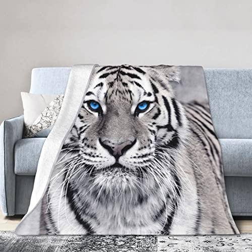 White Tiger Blanket 60 x 50 Inch Flannel Blanket Lightweight Warm Soft Cozy Fuzzy Throw Blanket All Season Microfiber Plush Blanket for Bed Sofa Living Room