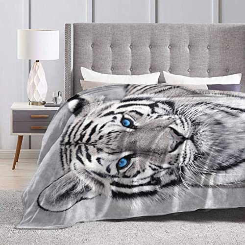 White Tiger Blanket 60 x 50 Inch Flannel Blanket Lightweight Warm Soft Cozy Fuzzy Throw Blanket All Season Microfiber Plush Blanket for Bed Sofa Living Room