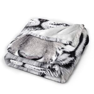 White Tiger Blanket 60 x 50 Inch Flannel Blanket Lightweight Warm Soft Cozy Fuzzy Throw Blanket All Season Microfiber Plush Blanket for Bed Sofa Living Room