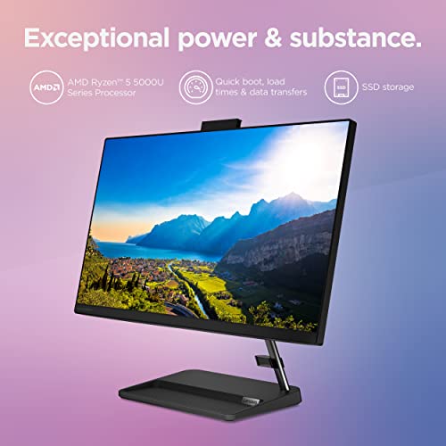 Lenovo IdeaCentre AIO 3-2022- All-in-One Desktop - 23.8" FHD Touch Display - HD 720p Camera - Windows 11 Home - 8GB Memory - 512GB Storage - AMD Ryzen 5 5625U - Black - Mouse & Keyboard Included