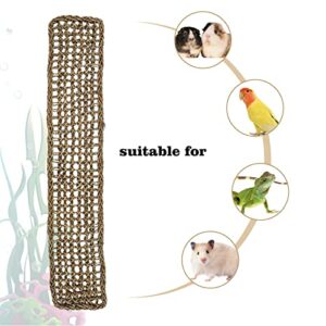 39 x 7 Inches Bird Seagrass Mat, Natural Seagrass Woven Net, Bird Hammock Mat with Hooks, Bird Cage Accessories, Climbing Rope Ladder Chew Toys for Cockatiel Hamster Guinea Pig Rats Hamster Parakeet