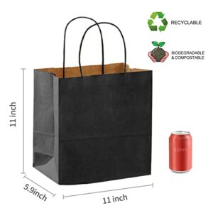 COGLARING 50Pcs 11x5.9x11 Gift Bags Kraft Paper Bag with Handles Bulk Shopping Retail Party Bags