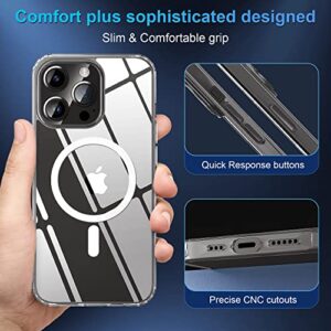 (2023 New) for iPhone 14 Pro Max Case MagSafe Clear, [Strong Magnet] [Non-Yellowing] [Military Grade Protection] Magnetic Slim Thin Bumper Phone Cover for (Apple 14pro Max, Clear-Mag Safe)