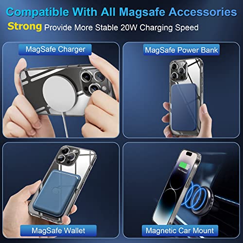 (2023 New) for iPhone 14 Pro Max Case MagSafe Clear, [Strong Magnet] [Non-Yellowing] [Military Grade Protection] Magnetic Slim Thin Bumper Phone Cover for (Apple 14pro Max, Clear-Mag Safe)