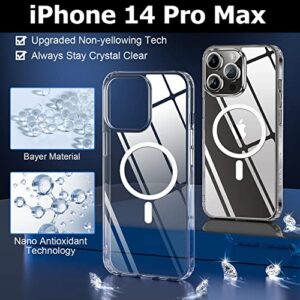 (2023 New) for iPhone 14 Pro Max Case MagSafe Clear, [Strong Magnet] [Non-Yellowing] [Military Grade Protection] Magnetic Slim Thin Bumper Phone Cover for (Apple 14pro Max, Clear-Mag Safe)