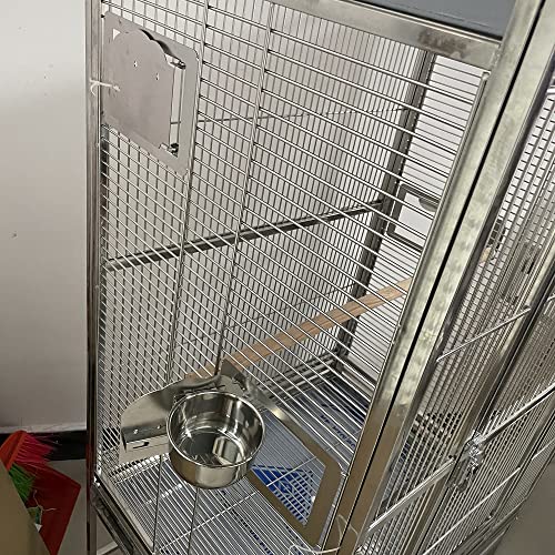 TTEDOYE BMWPET SUS201 Stainless Steel Bird Cage Parrot Cage 32''X22''X62'' PlayTop Style, Silver