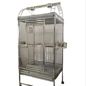 TTEDOYE BMWPET SUS201 Stainless Steel Bird Cage Parrot Cage 32''X22''X62'' PlayTop Style, Silver