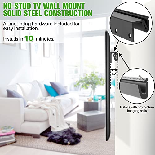 No Stud TV Mount, Wall TV Bracket Hanger for 12-55 inch Flat Screen TVs, No Drill, No Anchors, 1 Minute Install, All Hardware Included