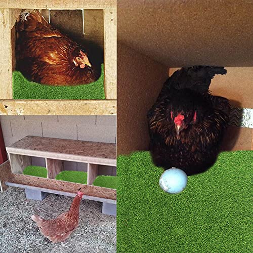 4Pcs Chicken Nesting Box Pads, Artificial Grass Rug Carpets Nest Box Bedding for Chicken Coop Pet (12*12 inch)