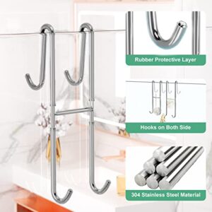 JYNTU Shower Door Hooks for Frameless Glass Shower Door, Double-Sided Hanger, Over Shower Door Hooks, Shower Squeegee Hooks Towel Hanger for Glass Shower Door Inside Shower, 2pcs – 7 inch, Silver