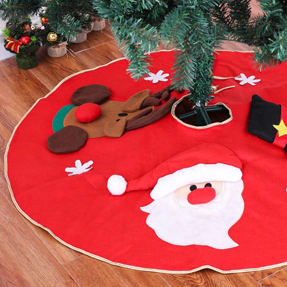 Christmas Tree Skirt Tree Cover Tree Mats Red Luxury Velvet Plush Fur Skirts Decorations for Xmas New Year Holiday Party