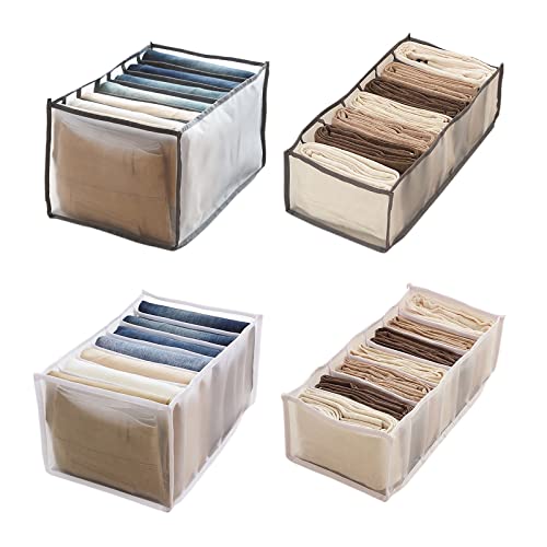 ZGMJ Storage Bag Mesh Foldable Clothes Organizer, Closet Drawer Thick Pants Sweater Underwear Sock Separation Boxs Can Washed 4pcs Panty Socks Storage Box